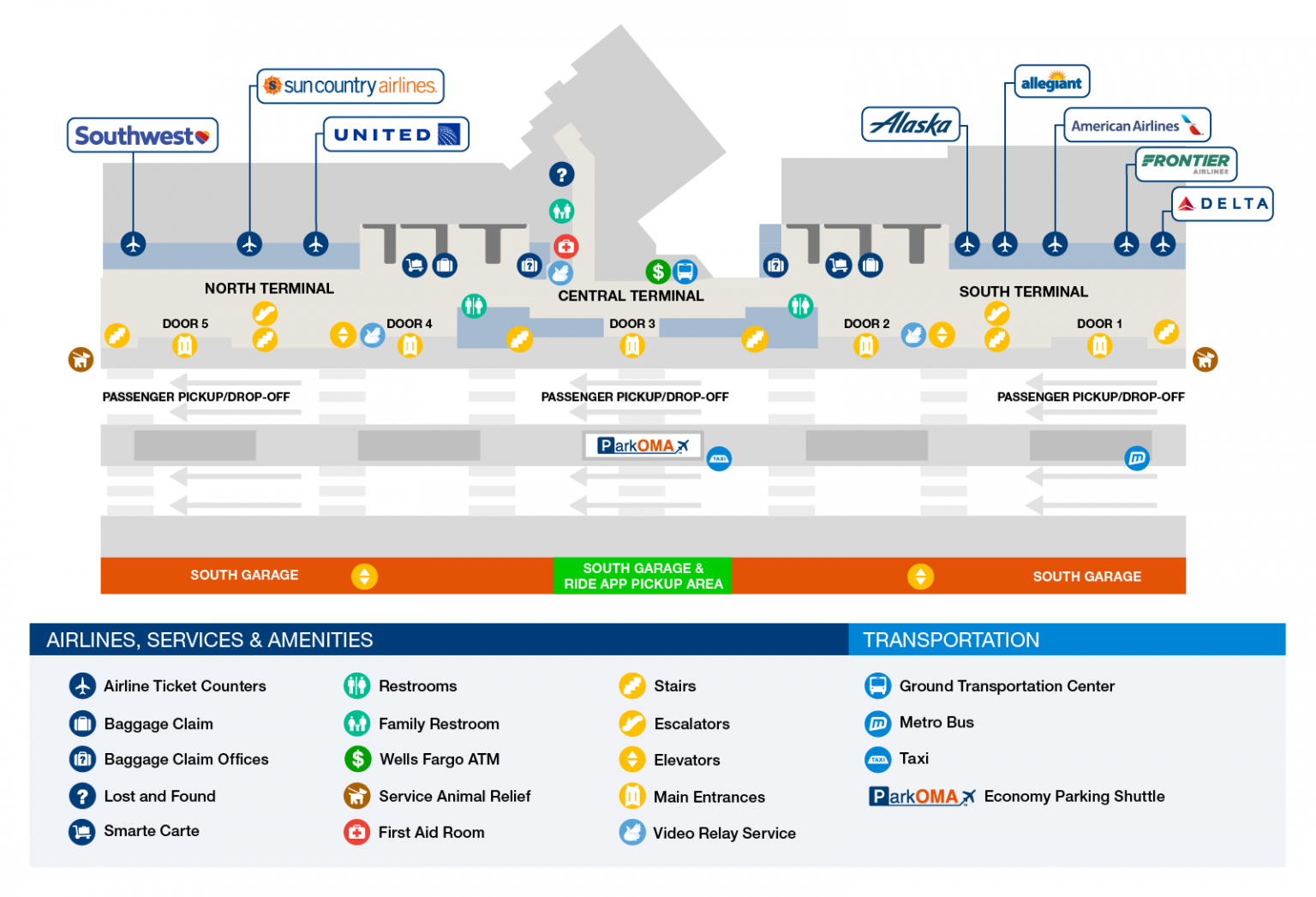 Lower Level Map | OMA Omaha Eppley Airfield