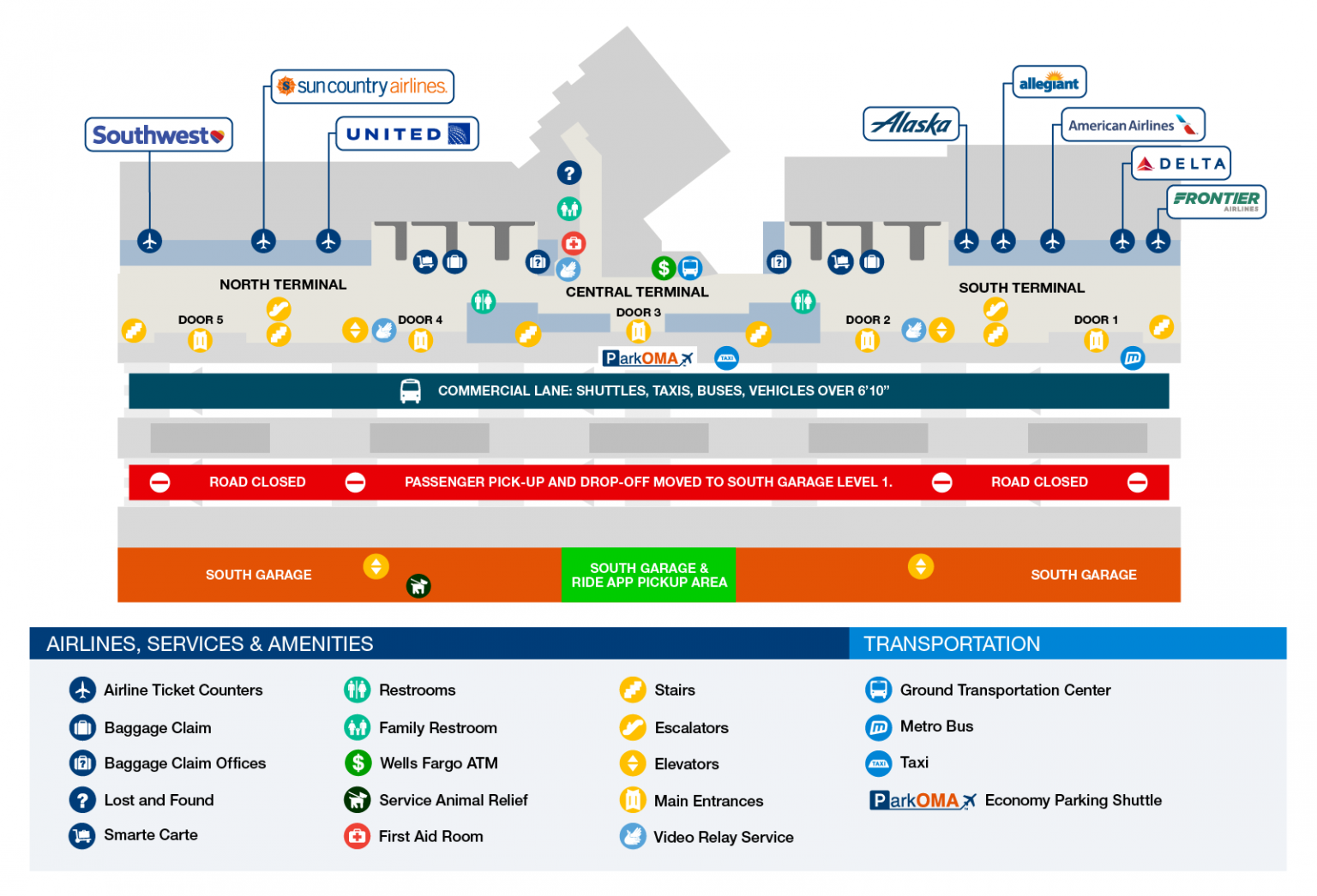 Lower Level Map | OMA Omaha Eppley Airfield